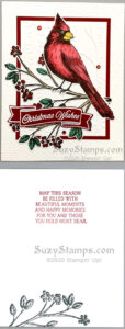 Toile Christmas Stamp Camp – Cardinal – Suzy Stamps Blog